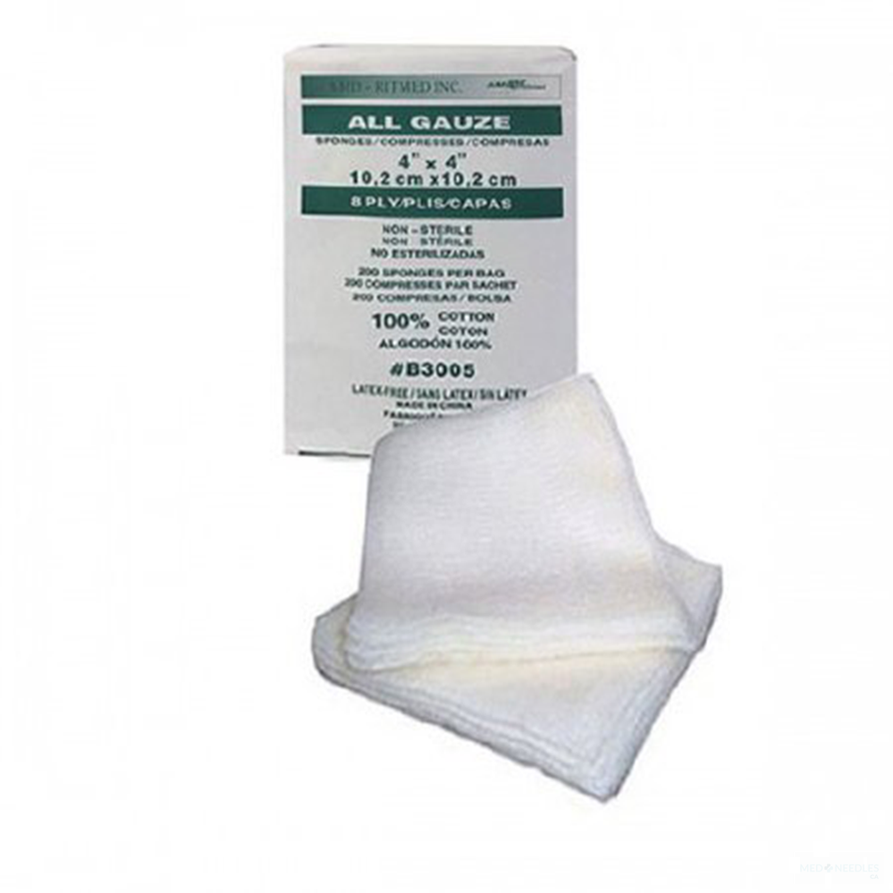 4 x 4" - Woven Sponge Gauze | 12-Ply | 200 Each per Pack — MedNeedles.ca