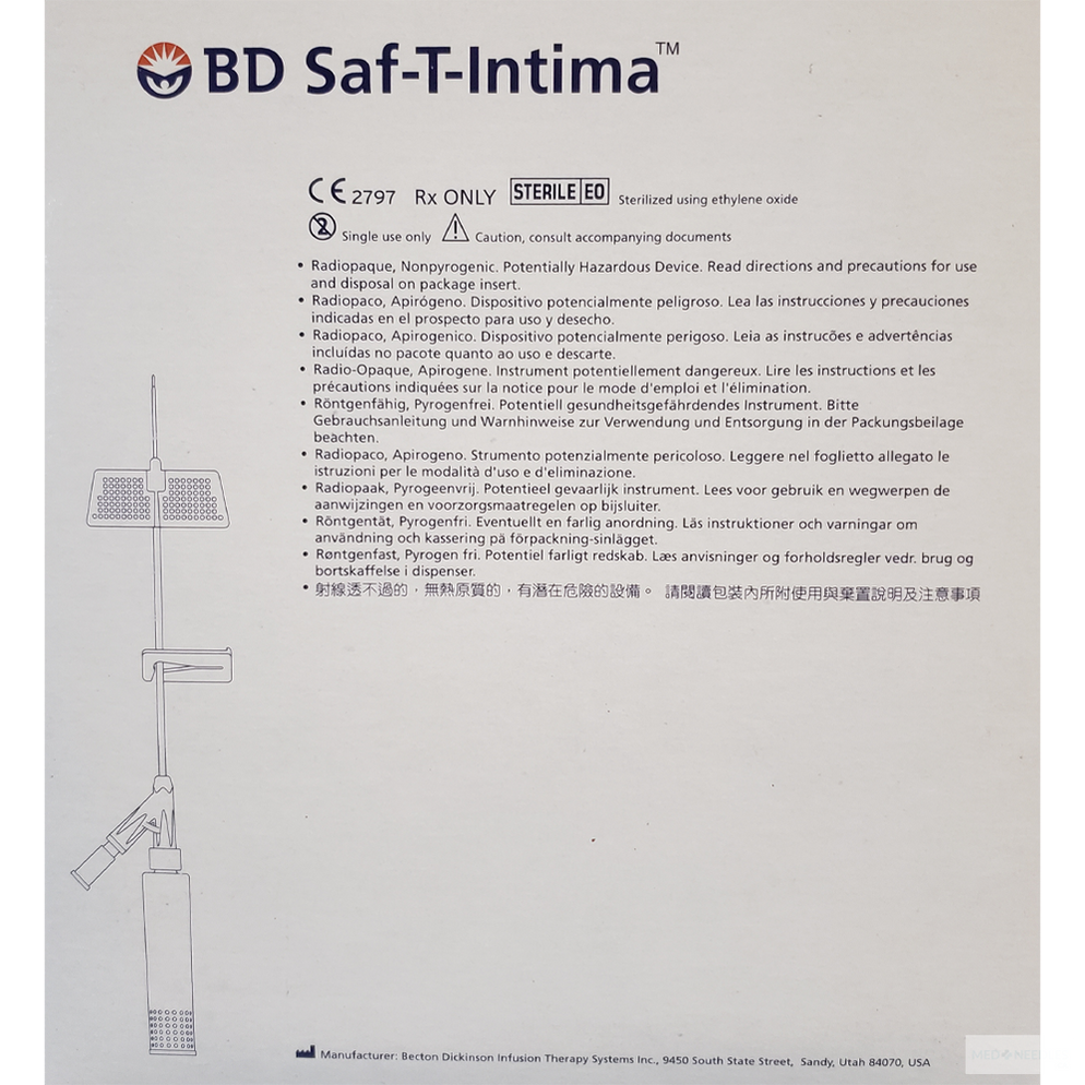 24G x 3/4" - BD Saf-T-Intima | IV Safety System with Y-Adapter | Each ...